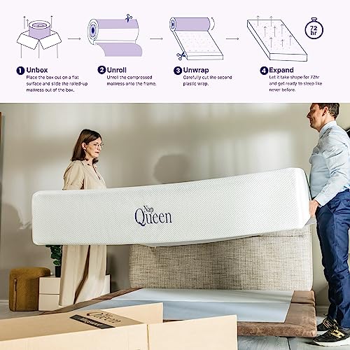 NapQueen Queen Mattress, 6 Inch Charcoal Memory Foam Mattress, Queen Bed Mattress in a Box, CertiPUR-US Certified, Medium Firm, Breathable Soft Fabric Cover