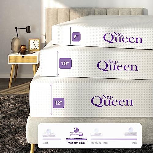 NapQueen Queen Mattress, 6 Inch Charcoal Memory Foam Mattress, Queen Bed Mattress in a Box, CertiPUR-US Certified, Medium Firm, Breathable Soft Fabric Cover