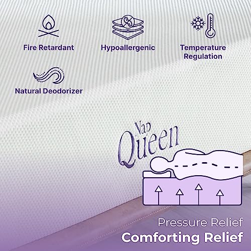 NapQueen Queen Mattress, 6 Inch Charcoal Memory Foam Mattress, Queen Bed Mattress in a Box, CertiPUR-US Certified, Medium Firm, Breathable Soft Fabric Cover