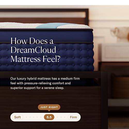 DreamCloud Premier 14" Queen Mattress - Luxury Hybrid Memory Foam - 365 Night Trial - 7 Premium Pressure-Relieving Layers - Forever Warranty - CertiPUR-US Certified