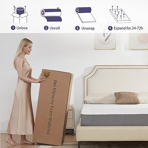 BDEUS Queen Mattress,12 inch Gel Memory Foam Queen Size Mattress for Cool Sleep & Pressure Relief, Medium Firm Bed Mattresses, Bliss