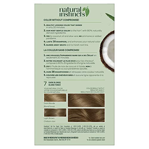 Clairol Natural Instincts Demi-Permanent Hair Dye, 7 Dark Blonde Hair Color, Pack of 3