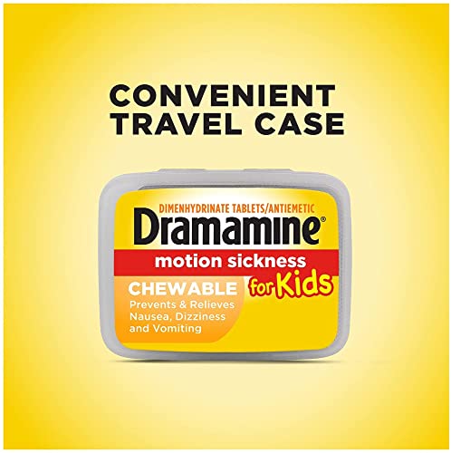 Dramamine Motion Sickness for Kids, Chewable, Dye Free, Grape Flavored, 8 Count