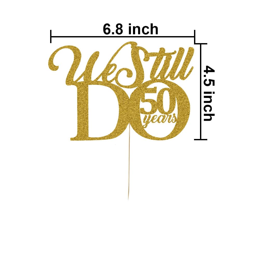 We Still Do 50 Years Cake Topper - 50th Vow Renewal Wedding Anniversary Party Supplies Decoration Gold Glitter