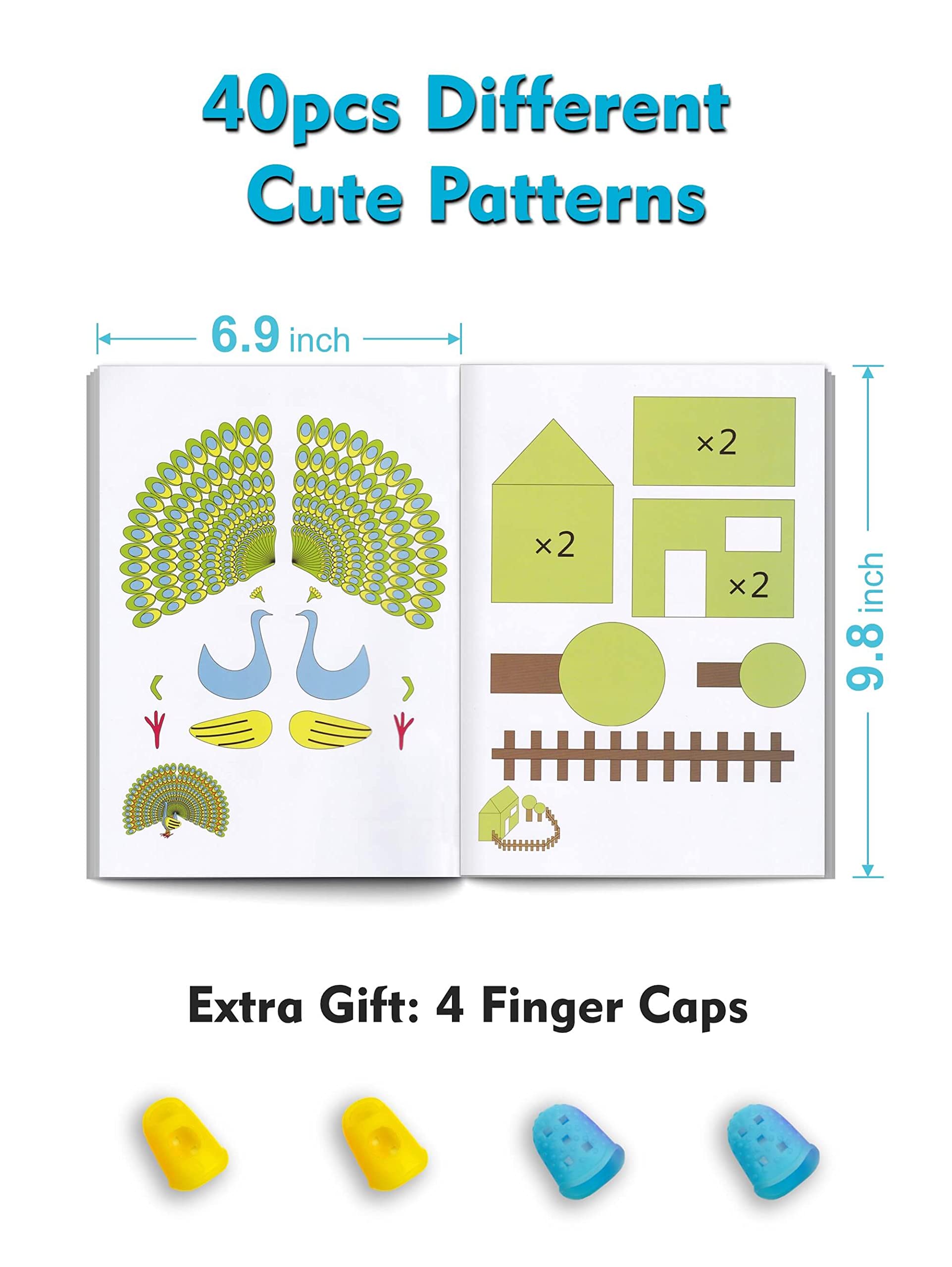 RIEOS 3D Printing Drawing Book, Reusable Colorful 40 Patterns Thick Paper Template with a Clear Plate, 3D Pen Painting Graffiti Template for Kids DIY Gifts