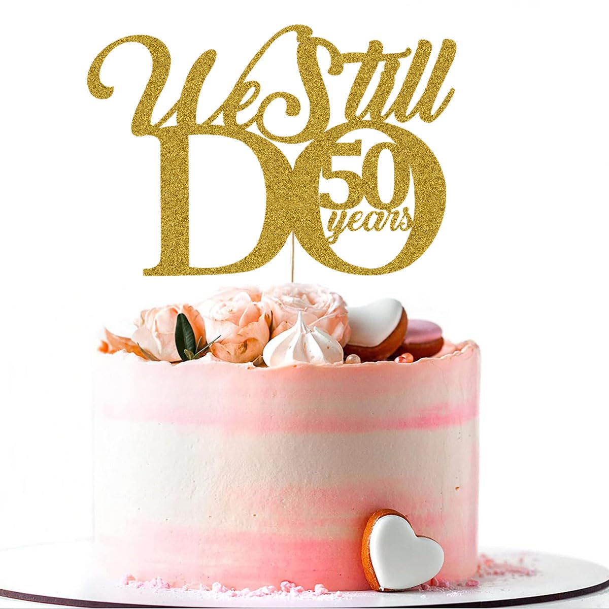 We Still Do 50 Years Cake Topper - 50th Vow Renewal Wedding Anniversary Party Supplies Decoration Gold Glitter