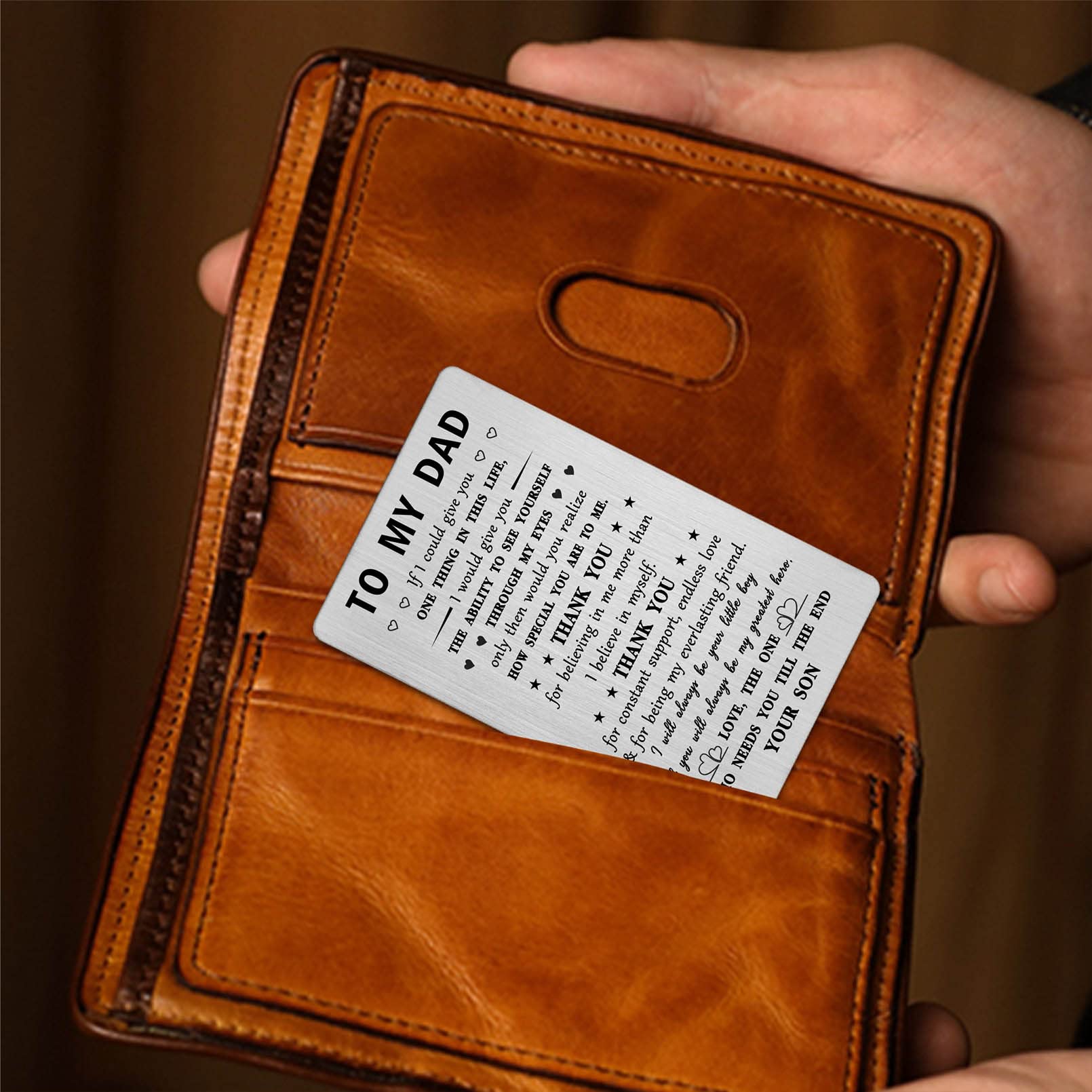 Mataly Dad Birthday Gifts - Dad Christmas Gifts from Son - Dad Wallet Card, Dad Birthday Decorations, Christmas