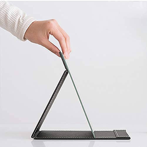 PSG.LGD Makeup Mirror,Portable Folding Mirror with Adjustable Stand for Tabletop,PU Leather,Perfect Size for Camping,Vocation,Home Vanity and Office Desk,Black