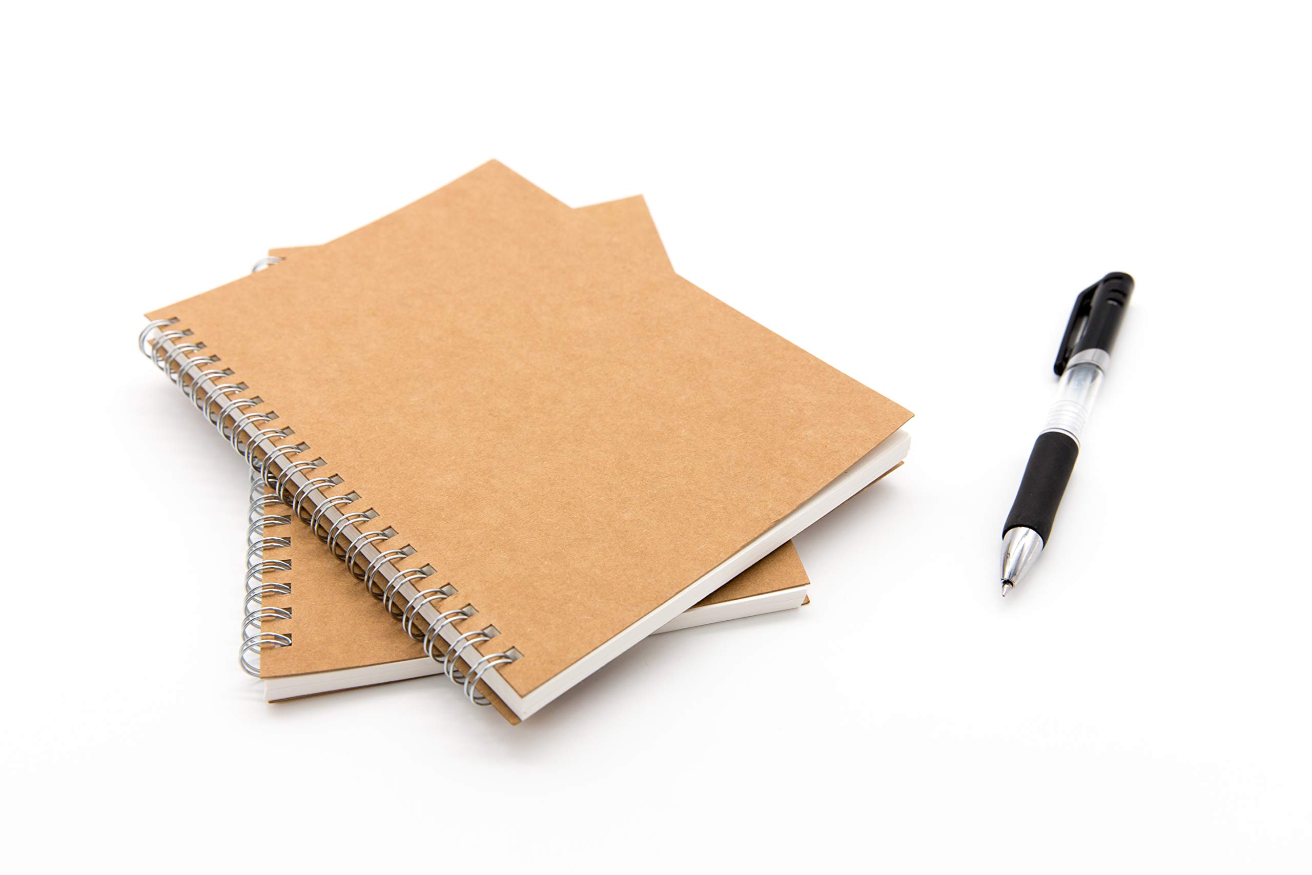 DSTELIN Blank Spiral Notebook, 3-Pack, Soft Cover, Sketch book, 100 Pages / 50 Sheets, 7.5 inch x 5.1 inch, 100GSM, (Brown)