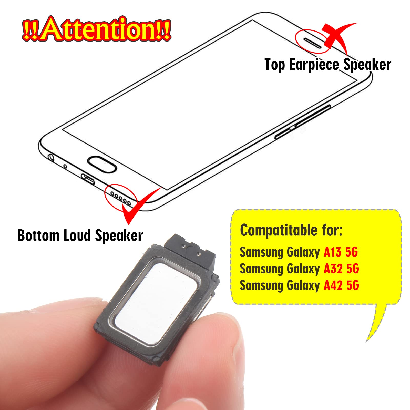 YWLRONG for Samsung Galaxy A32 5G Loud Speaker Replacement for Samsung Galaxy A13 5G Loudspeaker A42 5G A136 A326 A426 Ringer Speaker Buzzer Assembly withTools