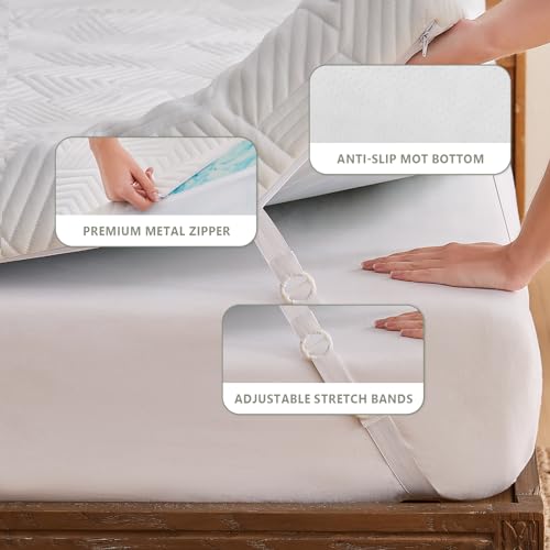 Memory Foam Mattress Topper Queen - 7-Zone Bed Topper with Air Mattress Cover - 3 inch Cooling Gel Bed Mattress Pad for Back Pain