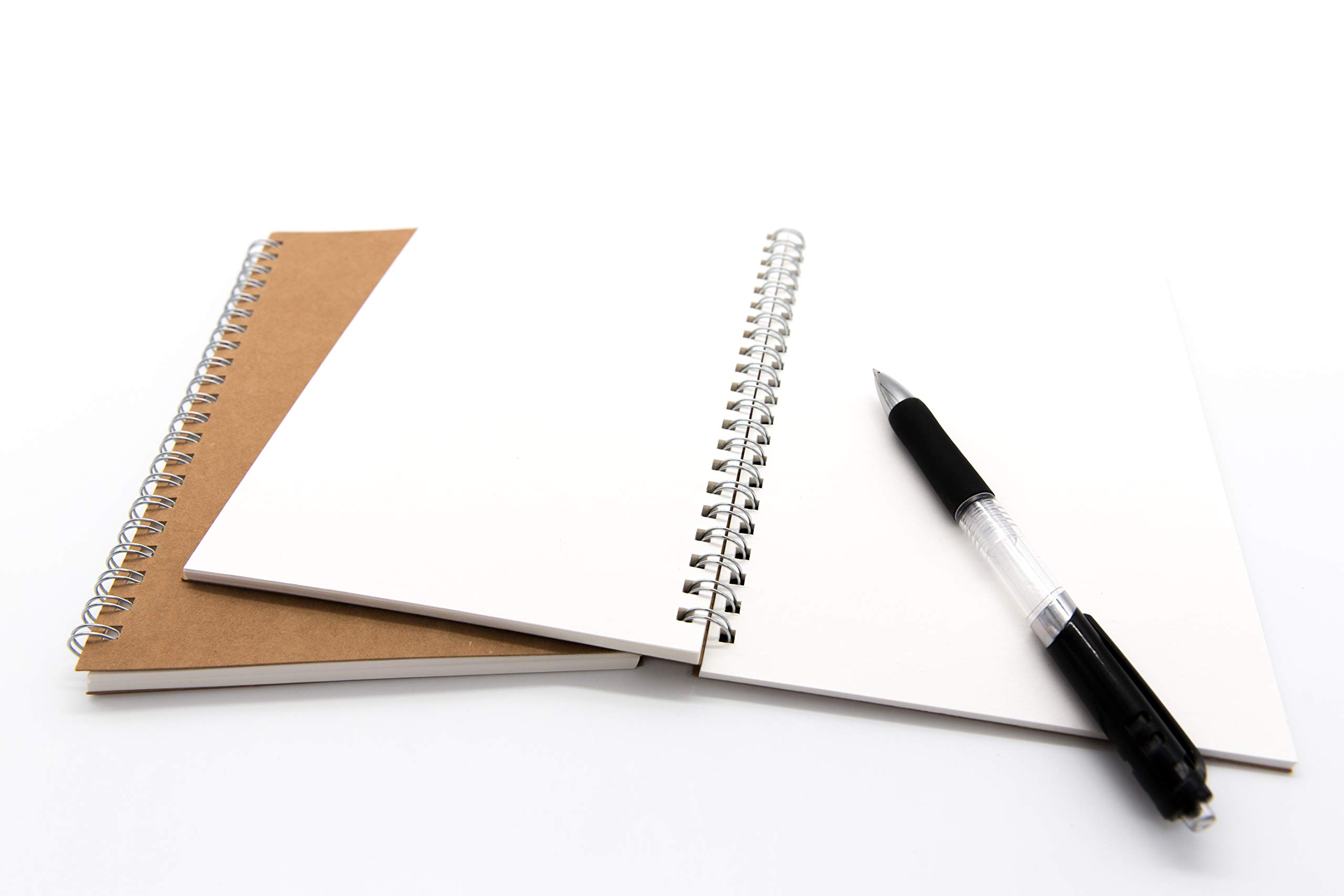 DSTELIN Blank Spiral Notebook, 3-Pack, Soft Cover, Sketch book, 100 Pages / 50 Sheets, 7.5 inch x 5.1 inch, 100GSM, (Brown)