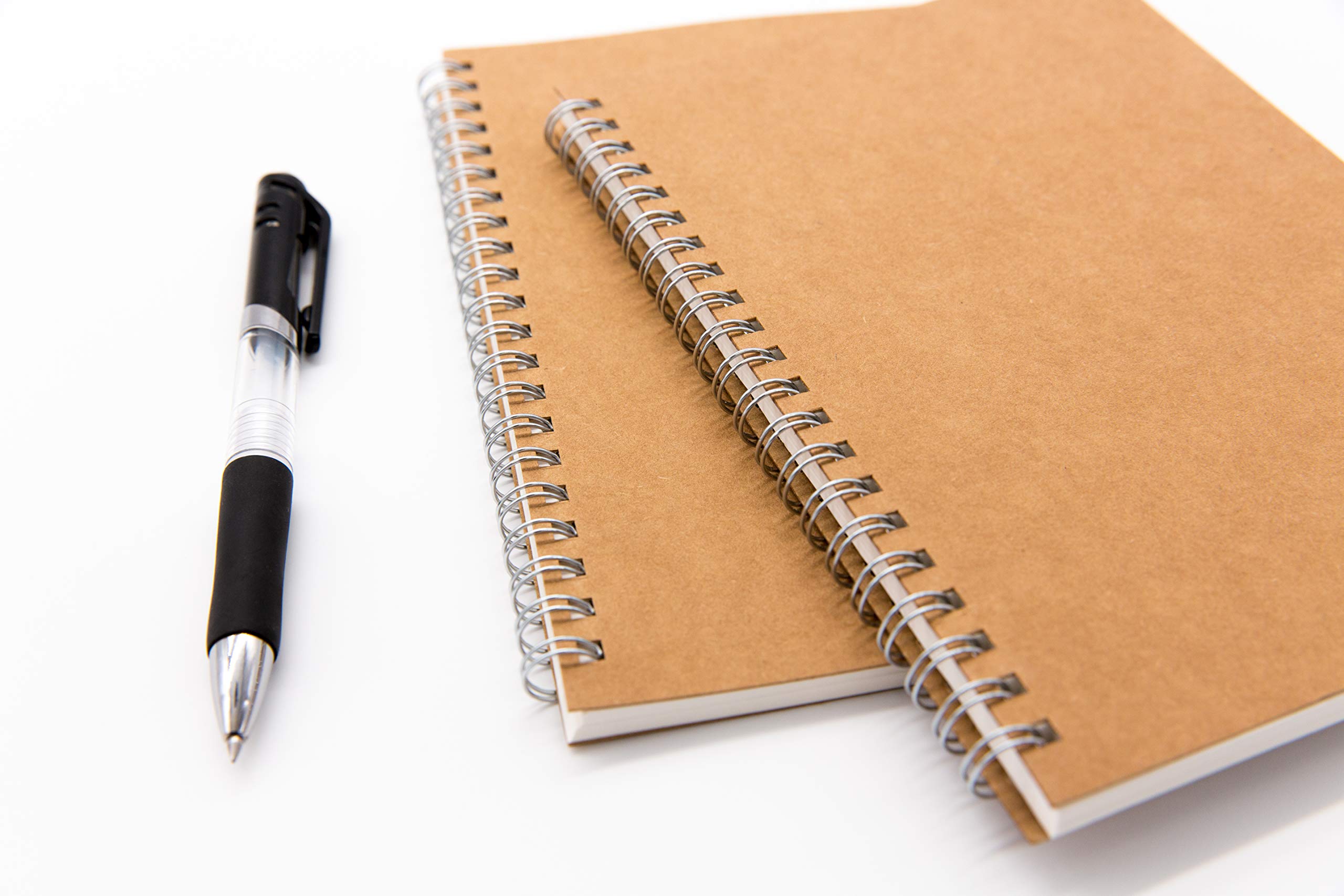DSTELIN Blank Spiral Notebook, 3-Pack, Soft Cover, Sketch book, 100 Pages / 50 Sheets, 7.5 inch x 5.1 inch, 100GSM, (Brown)