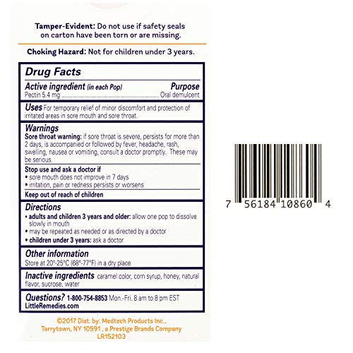Little Remedies Sore Throat Pops, Made With Real Honey, 10 Count
