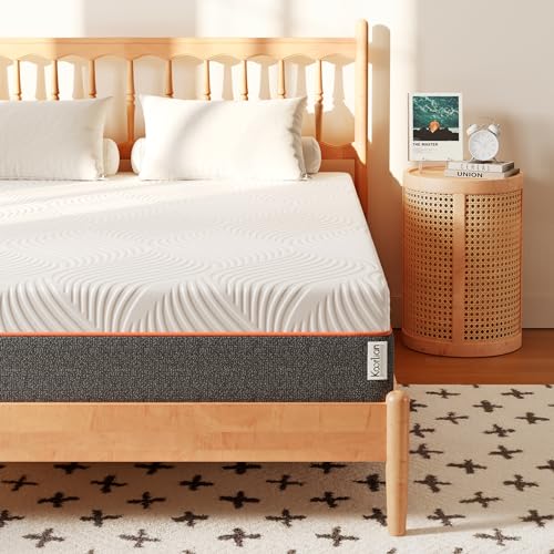 koorlian Queen Mattresses, 10 Inch Gel Memory Foam Mattress for Cooling Sleep & Pressure Relief, Queen Size Mattress in a Box with Knitted Cover, Motion Isolation, Fiberglass Free, Orange