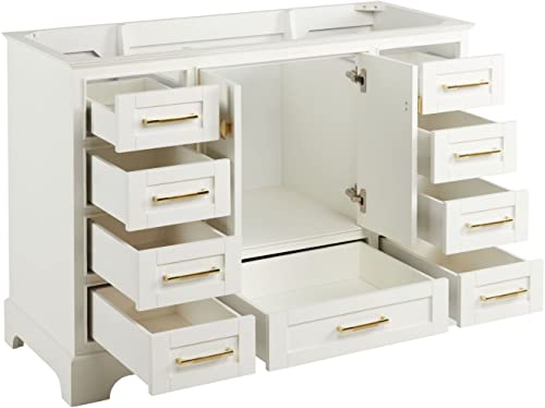 Signature Hardware 953528-48-RUMB-1 Quen 48" Free Standing Single Vanity Set with Wood Cabinet, Vanity Top and Rectangular Undermount Vitreous China Sink - Single Faucet Hole