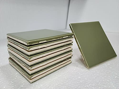 Daltile, Avocado Green Ceramic Tile 4.25 in Shower Bathroom Kitchen Backsplash Mosaic Subway Square 4x4 Boxes 10 Piece Packs