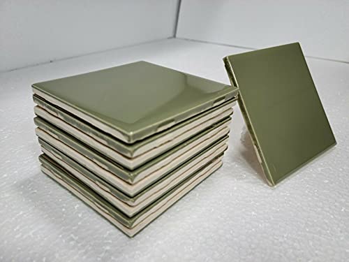 Daltile, Avocado Green Ceramic Tile 4.25 in Shower Bathroom Kitchen Backsplash Mosaic Subway Square 4x4 Boxes 10 Piece Packs