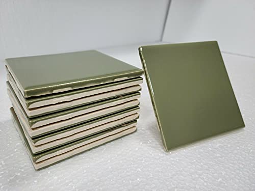 Daltile, Avocado Green Ceramic Tile 4.25 in Shower Bathroom Kitchen Backsplash Mosaic Subway Square 4x4 Boxes 10 Piece Packs