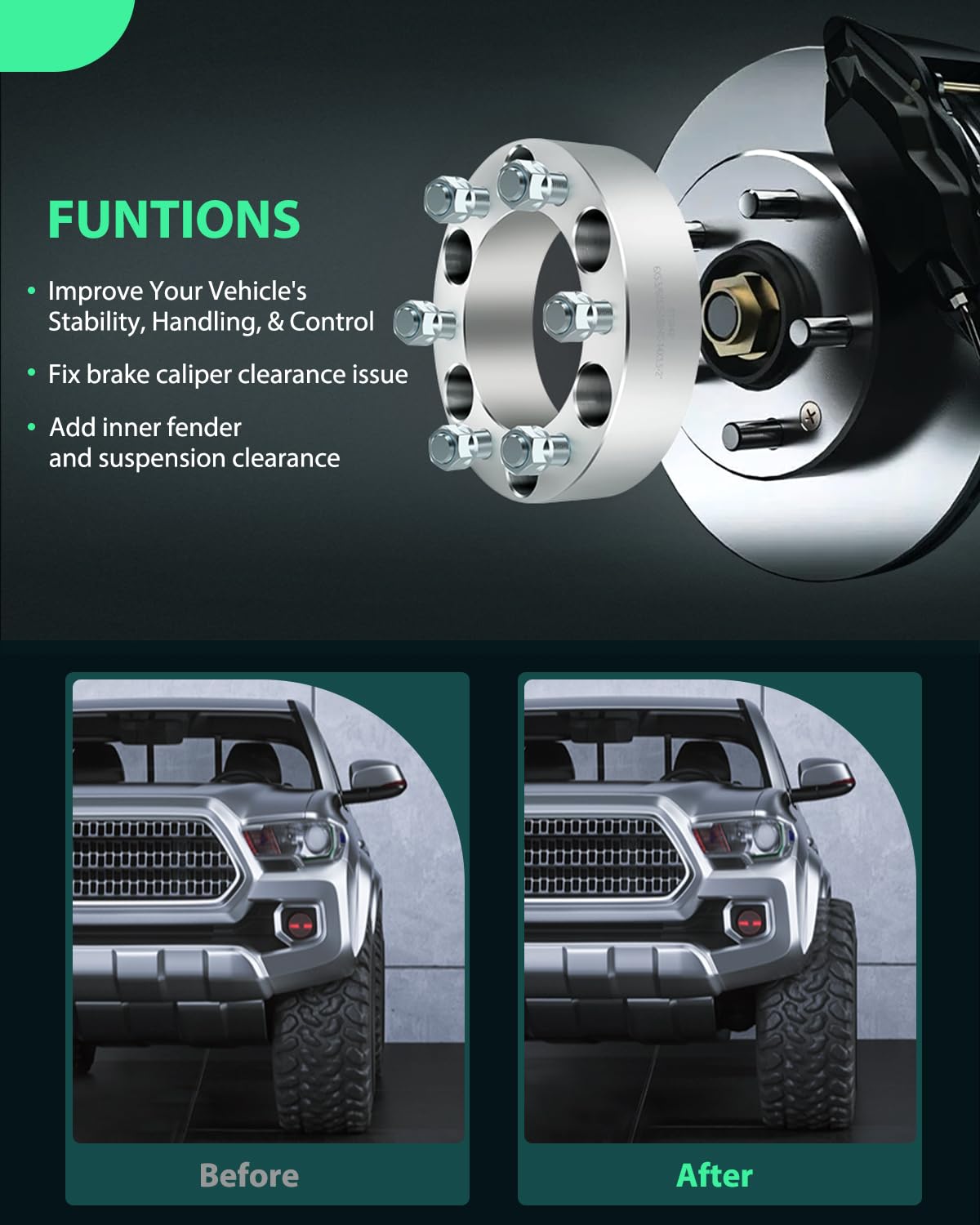 SCITOO 4X 1.5 inch 5 Lug Wheel Spacers Adapters 5x5.5 to 5x4.5 5x139.7mm to 5x114.3mm Compatible with F100 E100 Econoline Wheel Spacers for Ramcharger Wheel Spacers with 1/2 Studs