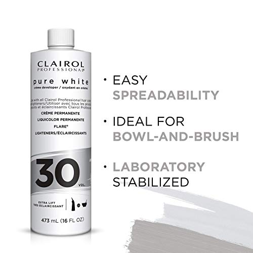 Clairol Professional Pure White 30 volume Crème Developer, 16 oz (Pack of 2)