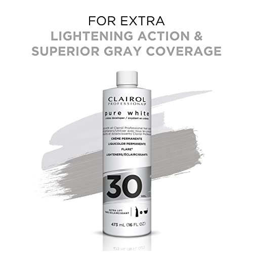 Clairol Professional Pure White 30 volume Crème Developer, 16 oz (Pack of 2)
