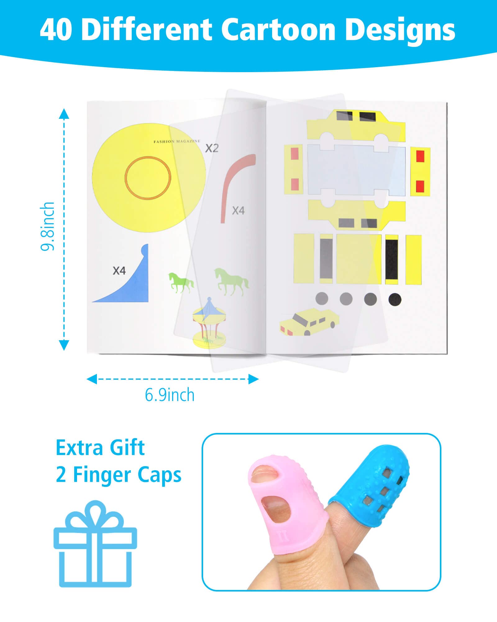 3D Pen Printing Drawing Book, Reusable Colored 40 Pattern Thick Paper Templates with Two Clear Plate, 3D Painting Graffiti Stencils for Kids DIY Gifts, Vomika (Good Time)