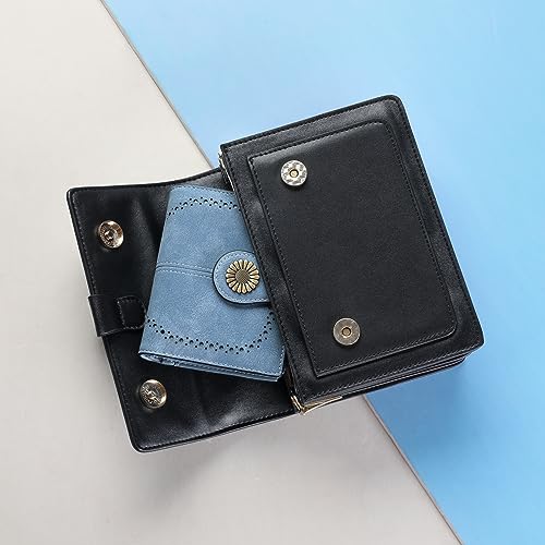 SENDEFN Small Wallets for Woman RFID Blocking Leather Bifold Credit Card Holder Purse with ID Window