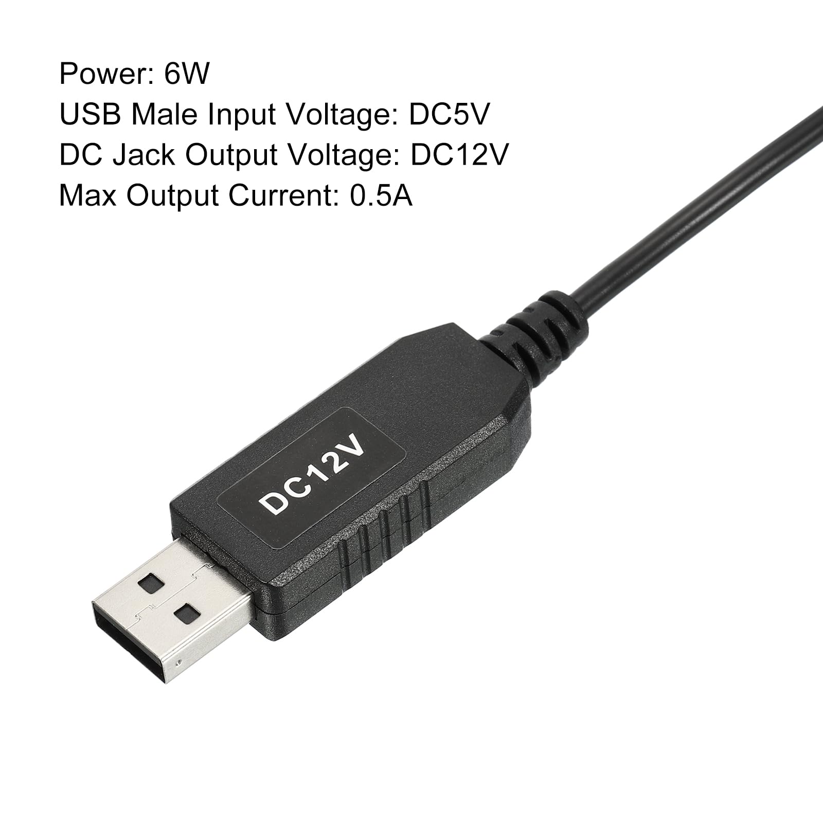 PATIKIL 6W 0.5A USB Step Up Voltage Converter, DC 5V to DC 12V Power Supply Adapter Jack 4.0x1.7mm Cable for Router LED Lamp Speakers