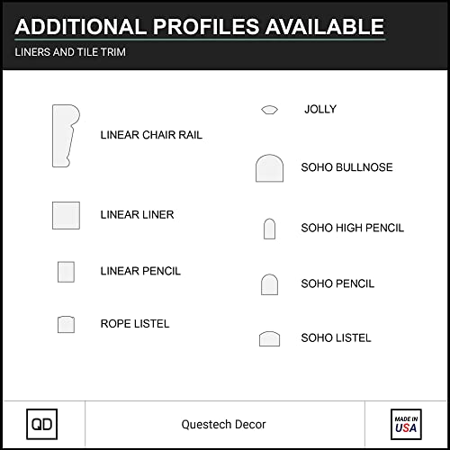 Questech Décor Tile Trim, 3/4 x 12 Inch Linear Flat Pencil Tile Edge Trim Cap, Decorative Shower Tile Liner, Kitchen Tile Border Backsplash Trim, Brushed Nickel Finish, 12 Pack