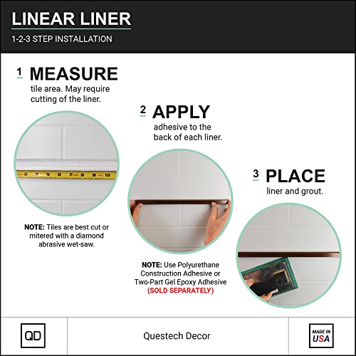 Questech Décor Tile Trim, 3/4 x 12 Inch Linear Flat Pencil Tile Edge Trim Cap, Decorative Shower Tile Liner, Kitchen Tile Border Backsplash Trim, Brushed Nickel Finish, 12 Pack