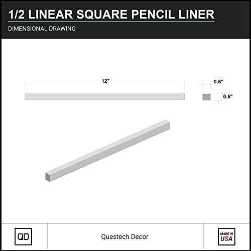 Questech Décor Tile Trim, 3/4 x 12 Inch Linear Flat Pencil Tile Edge Trim Cap, Decorative Shower Tile Liner, Kitchen Tile Border Backsplash Trim, Brushed Nickel Finish, 12 Pack