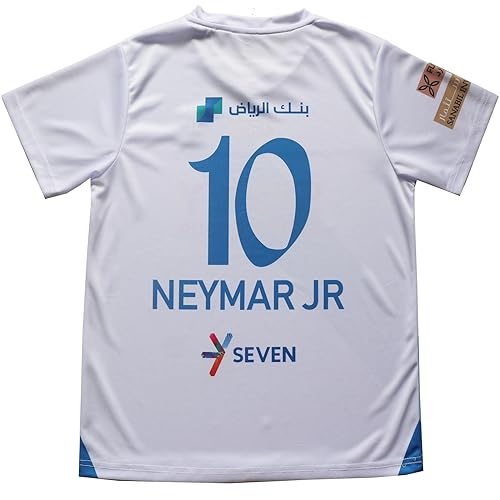 ORGBRAIN 2023/2024 Hilal Riyadh Al Away #10 Neymar Football Soccer Kids Jersey Shorts Socks Set Youth Sizes (White, 30)