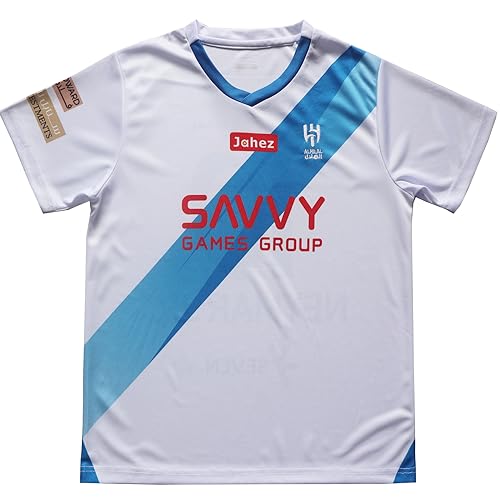 ORGBRAIN 2023/2024 Hilal Riyadh Al Away #10 Neymar Football Soccer Kids Jersey Shorts Socks Set Youth Sizes (White, 30)
