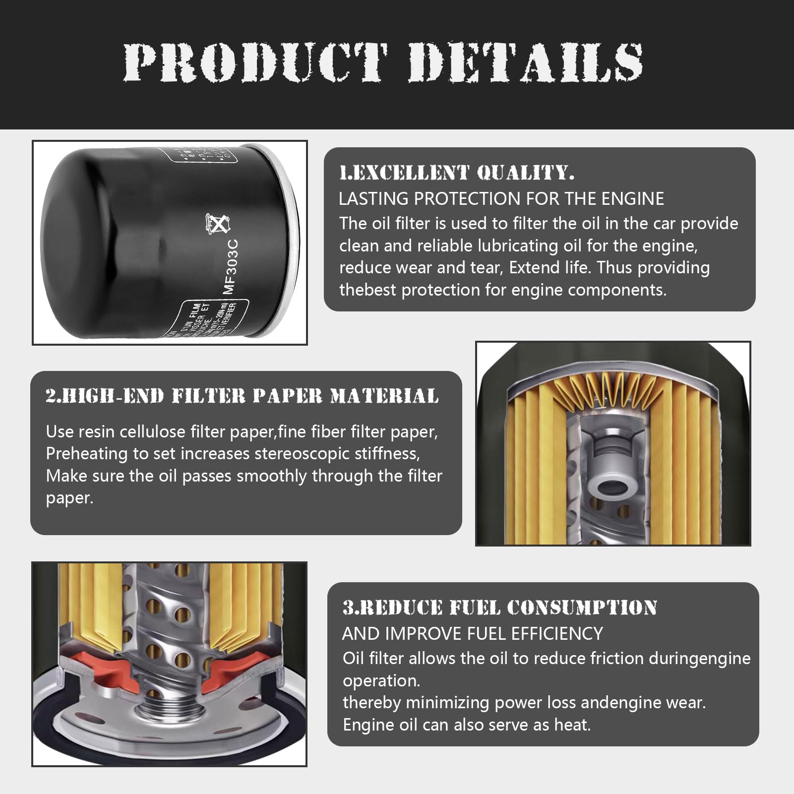 LOCOPOW F115 Oil Filter for Yamaha 5GH-13440-71-00 5GH-13440-00-00 5GH-13440-70-00 3R0076150M 18-7911-1 F100 F15 F25 F30 F40 F50 F60 F70 F75 F80 Yamaha, Honda, and Nissan/Tohatsu 9.9-115 HP Outboards