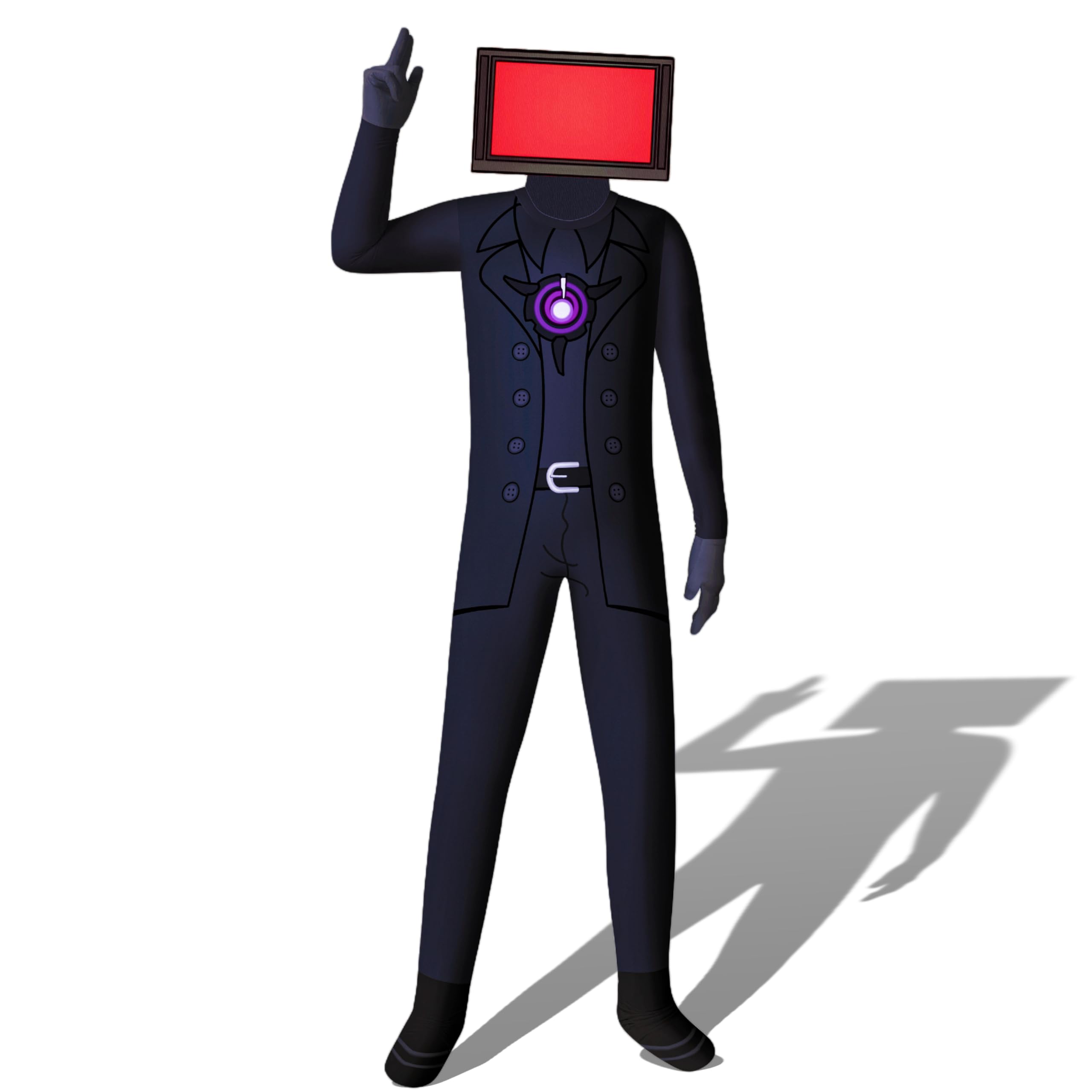 Poterloy TV Man Cosplay Jumpsuit For Boy Halloween Costume Skibidi Toilet Bodysuit Speaker Man 3d Prnint Patterns with MaskFor Game Fans 6-7 Years
