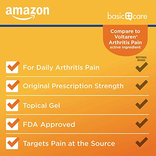 Amazon Basic Care Arthritis Pain Relieving Gel, Diclofenac Sodium Topical Gel, 1% (NSAID),150 Grams