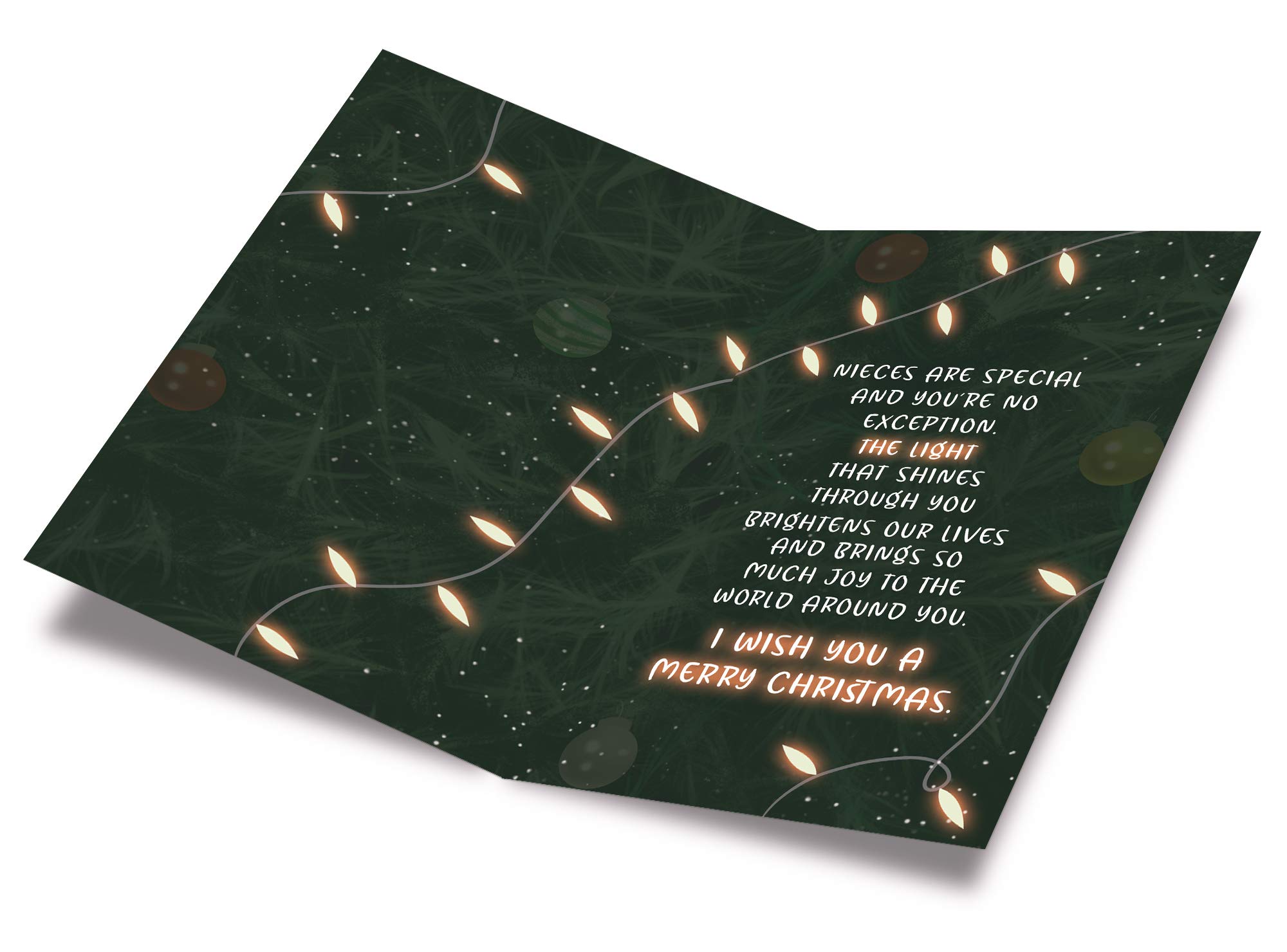 Prime Greetings Christmas Card For Niece, Made in America, Eco-Friendly, Thick Card Stock with Premium Envelope 5in x 7.75in, Packaged in Protective Mailer