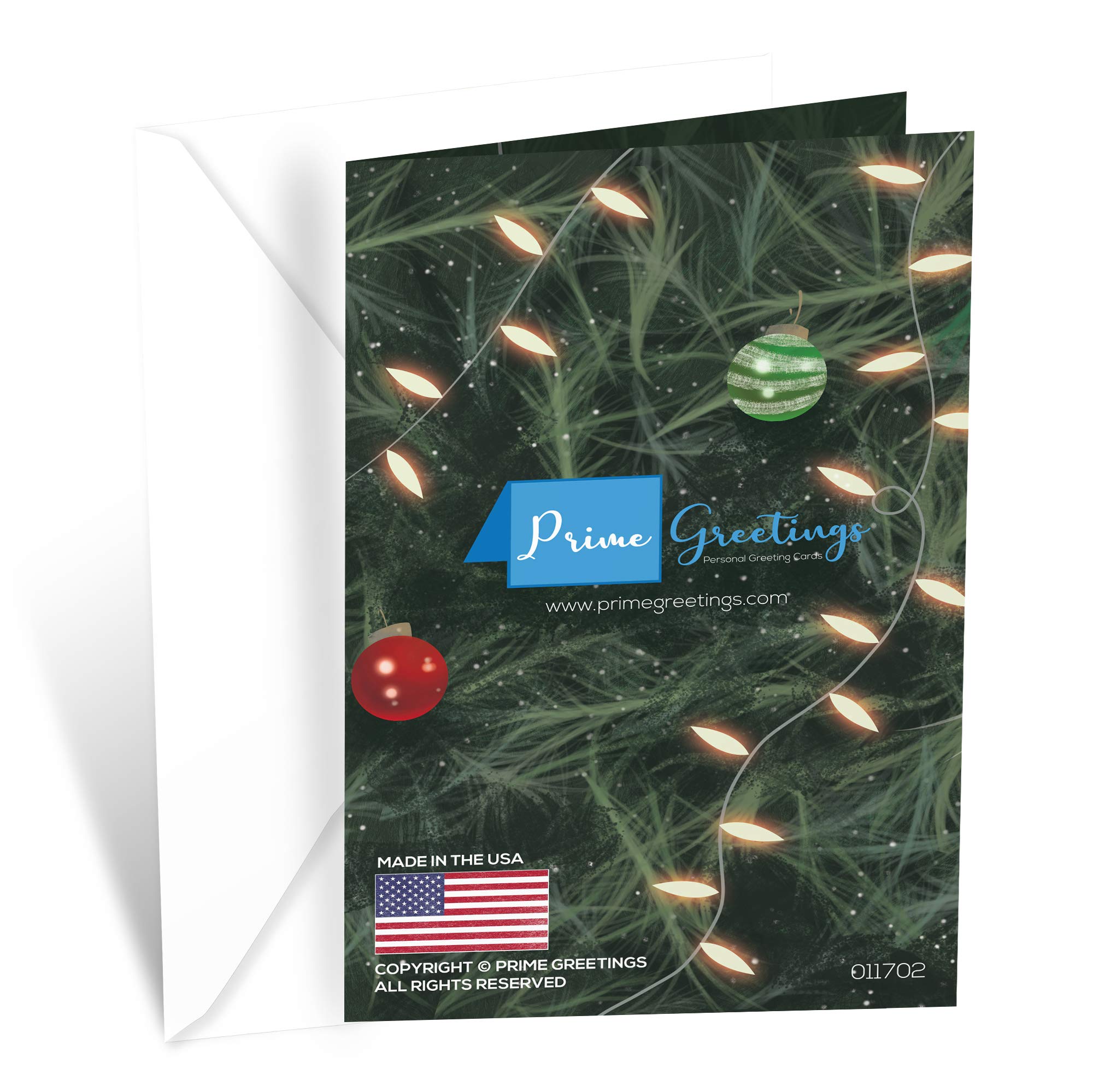 Prime Greetings Christmas Card For Niece, Made in America, Eco-Friendly, Thick Card Stock with Premium Envelope 5in x 7.75in, Packaged in Protective Mailer