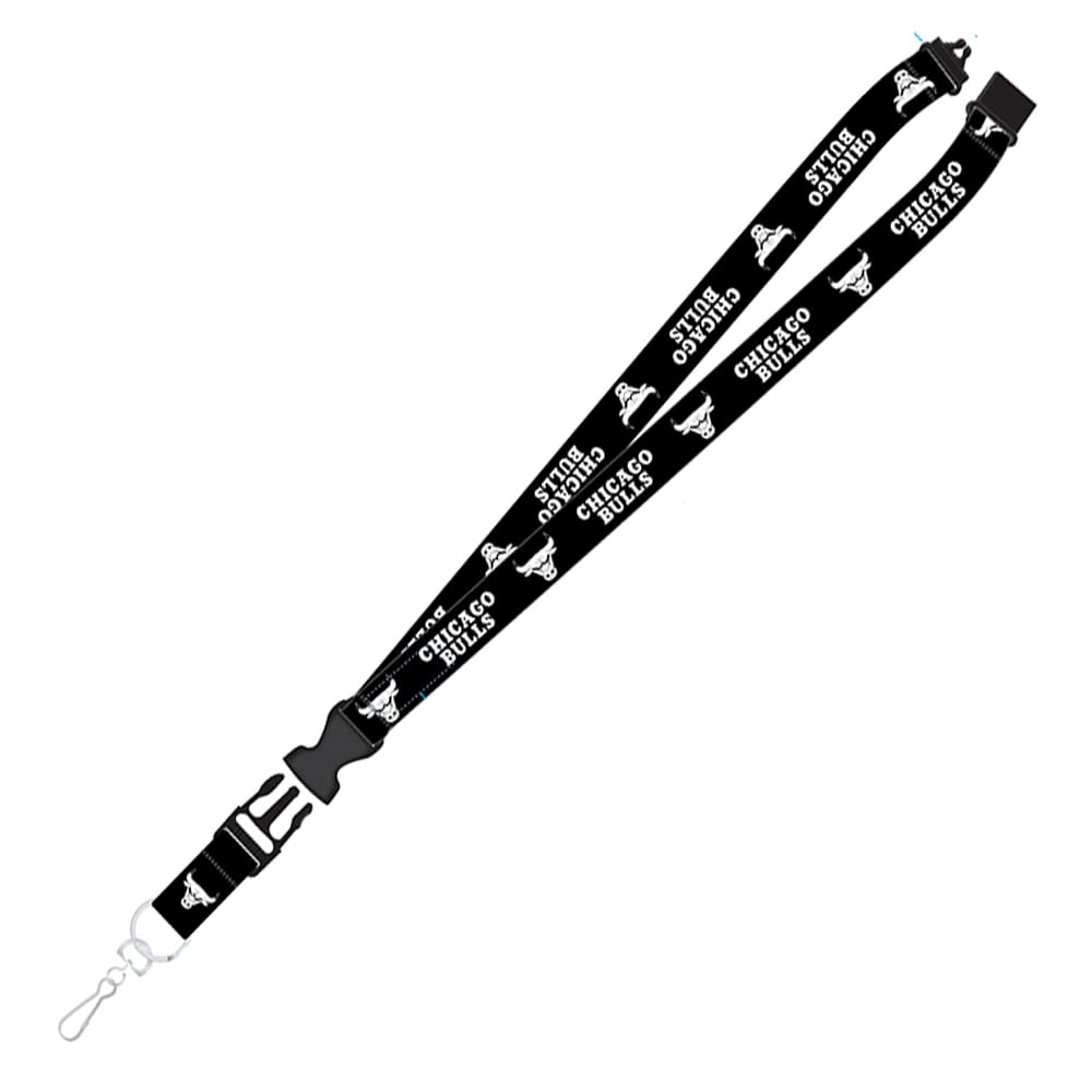 PSG INC Bulls Blackout Design Premium Lanyard 2-Sided Breakaway Clip Keychain Basketball