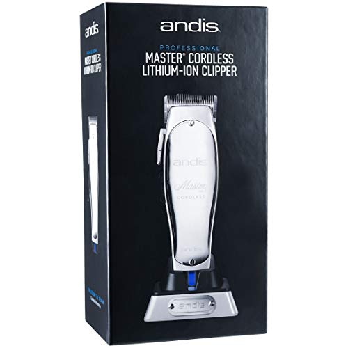 Andis Professional Master Cordless Lithium-Ion Clipper (12470) - Andis 01420 Master Clipper Magnetic Comb Set β Dual Pack Sizes 0.5 & 1.5, BeauWis Blade Brush