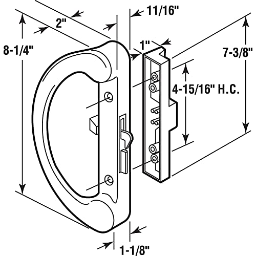 Prime-Line C 1252 Black Diecast, Hook Latch Sliding Door Handle