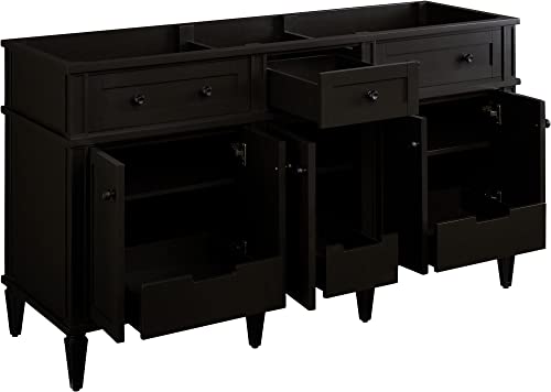 Signature Hardware 953349-60-UM-8 Elmdale 60" Free Standing Double Basin Vanity Set with Mahogany Cabinet, Wood Vanity Top, and Porcelain Undermount Sink - 8" Faucet Holes