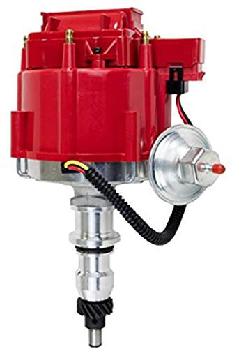 A-Team Performance - HEI Complete Distributor 65K Coil - Compatible with Ford F100 F150 F250 E100 E150 Straight 6 Cylinders 240 300 One Wire Installation Red Cap