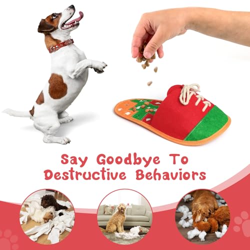Snuffle Mat for Dogs, Cute Shoes Shape, Interactive Sniff Mat for Slow Eating and Keep Busy, Adjustable Dog Digging Toys Encourages Natural Foraging Skills, Suitable for Small and Medium Dogs