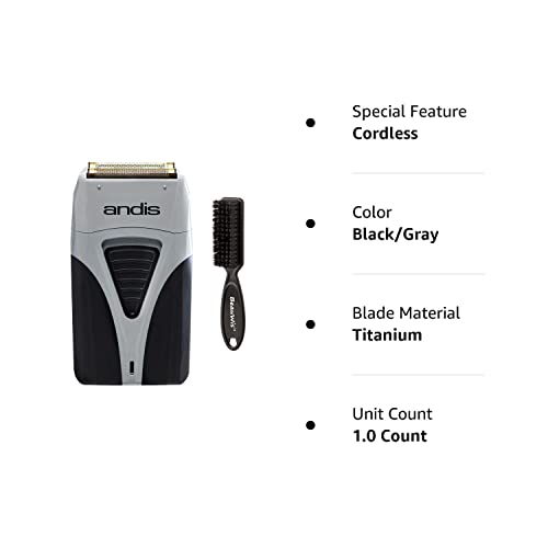 Andis Cordless Profoil Lithium Plus Titanium Foil Shaver with BeauWis Blade Brush