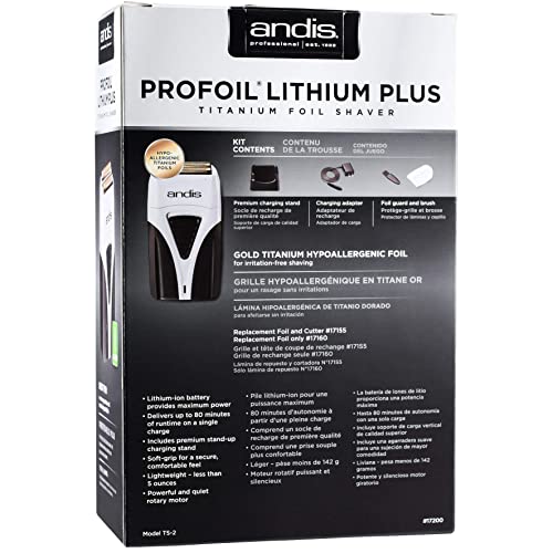 Andis Cordless Profoil Lithium Plus Titanium Foil Shaver with BeauWis Blade Brush