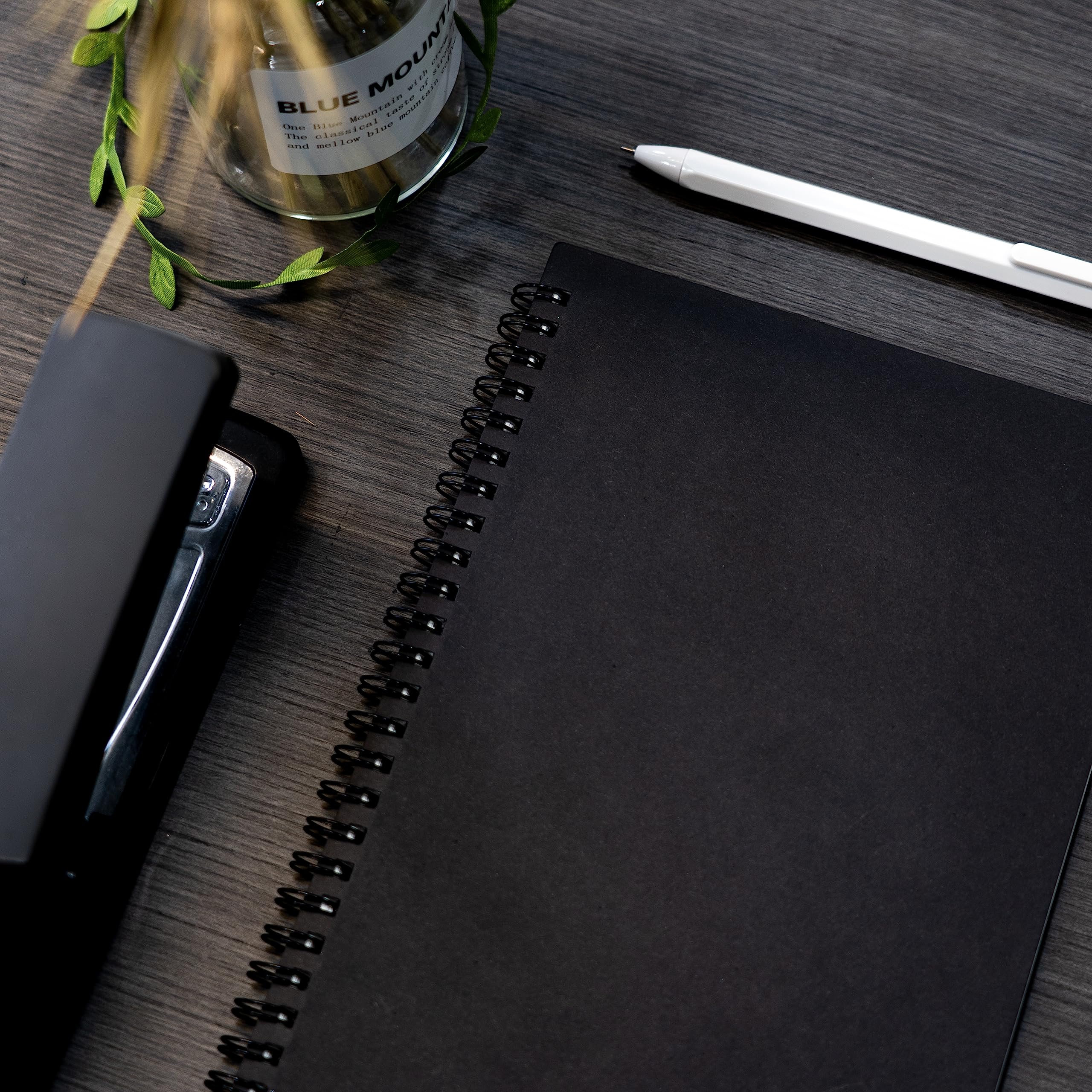 DSTELIN 10 inch x 7.5 inch, 100GSM, Blank Spiral Notebook, 1-Pack, Soft Cover, Sketch book, 120 Pages / 60 Sheets, (Black)