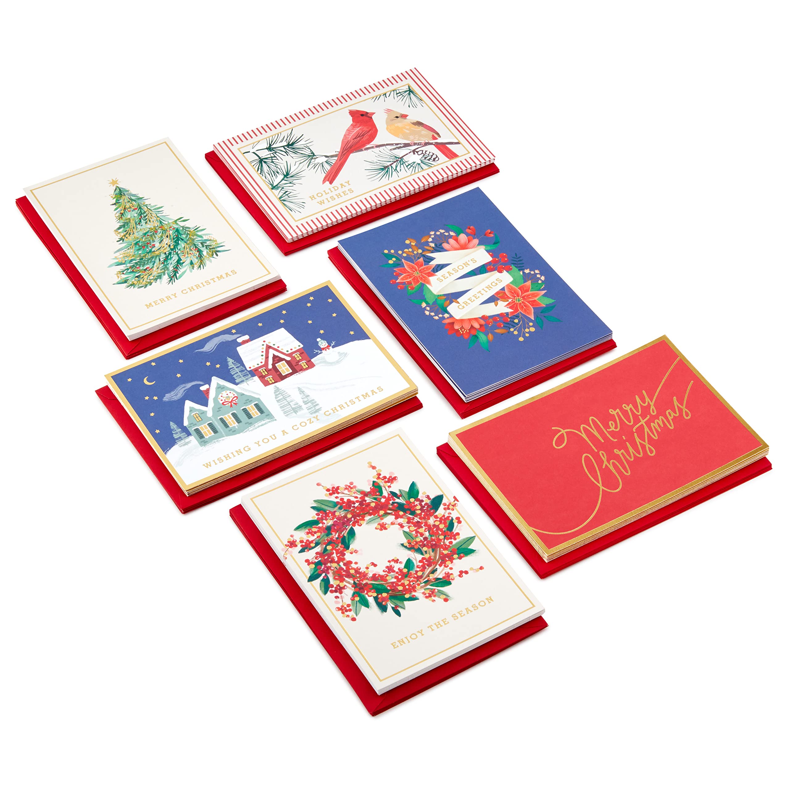 Hallmark Boxed Christmas Cards Assortment, Cozy Christmas (6 Designs, 36 Cards with Envelopes)