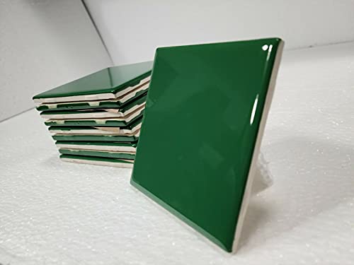 Green Emerald Ceramic Tile 4.25 in Subway Shower Bathroom Kitchen Backsplash Mosaic Subway Square 4x4 Daltile Color 0115 Box 10 Piece